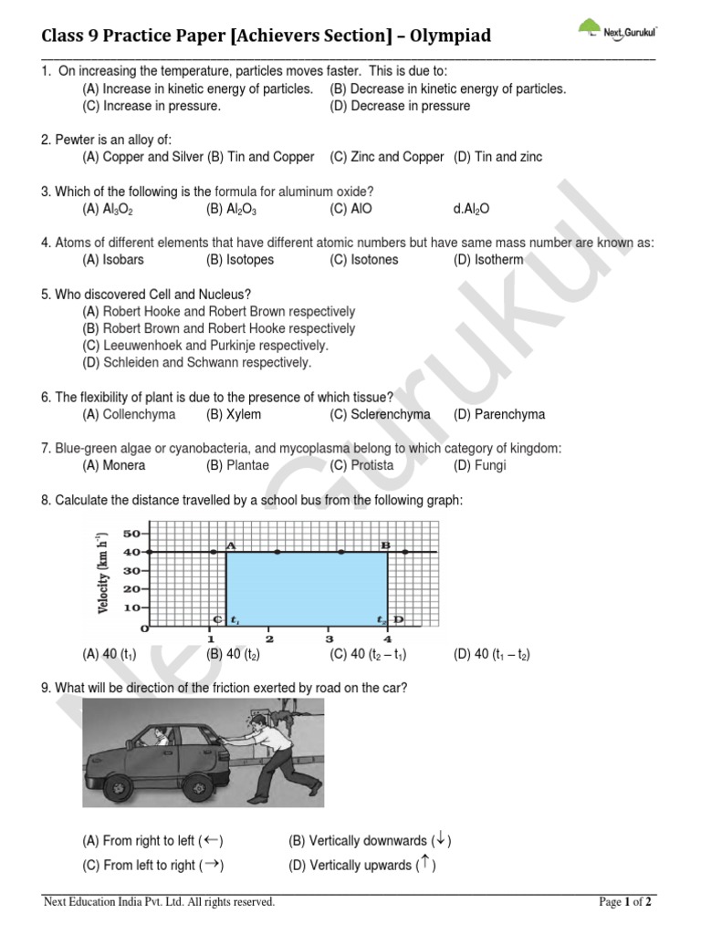 Class 9 Maths Olympiad Achievers Section Practice Papers | PDF ...