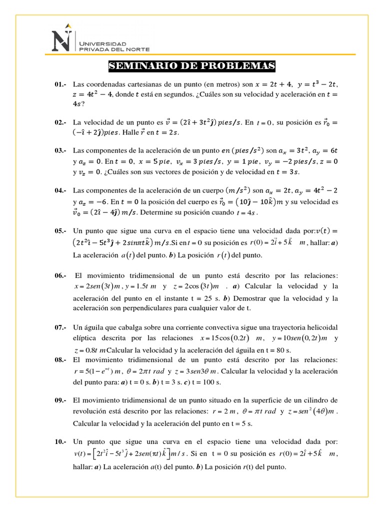 Hoja de Problemas #04 | PDF | Velocidad | Aceleración