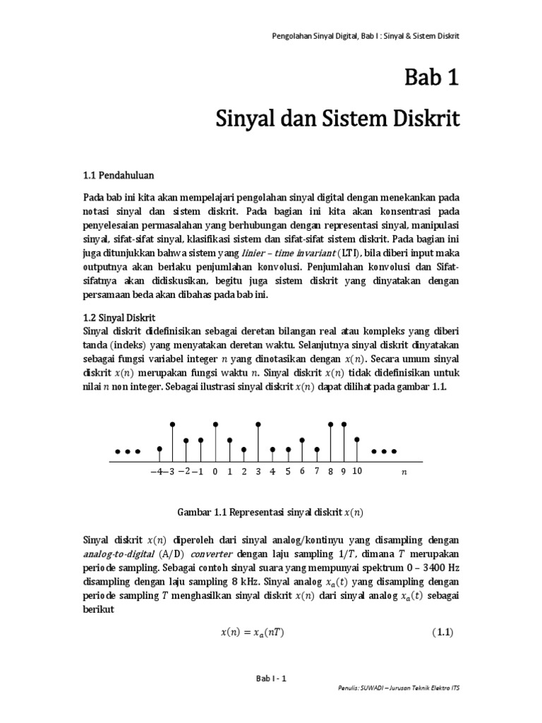 Bab 1 Sinyal Dan Sistem Diskrit PDF | PDF