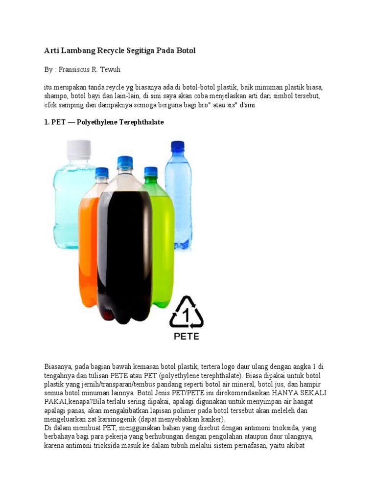 Arti Lambang Recycle Segitiga Pada Botol Botol | PDF | Kesehatan Holistik