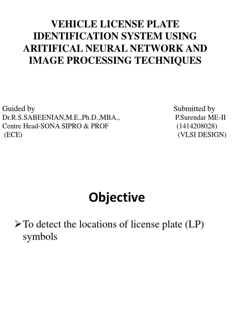 Vehicle License Plate Identification System Using Aritifical Neural ...