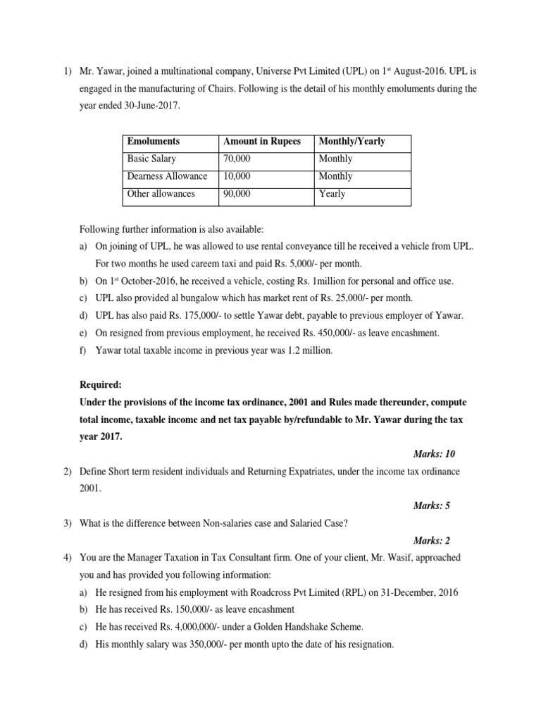TAX Papers - Paper 1 | PDF | Income Tax | Taxation