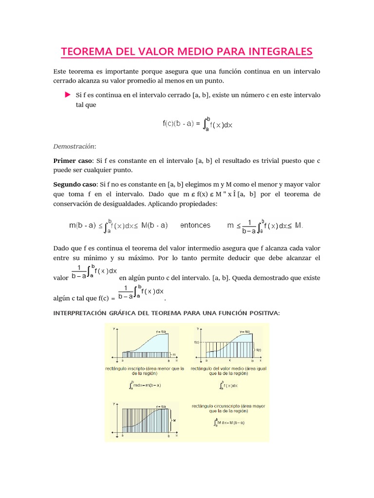 Teorema Del Valor Medio para Integrales | PDF