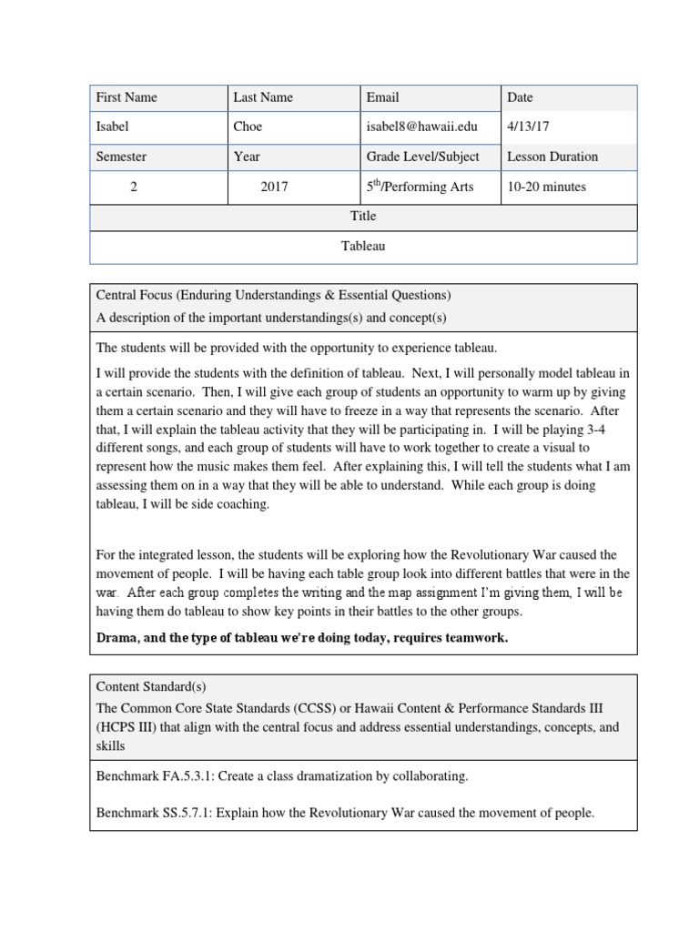 Tableau Lesson | PDF | Educational Assessment | Learning