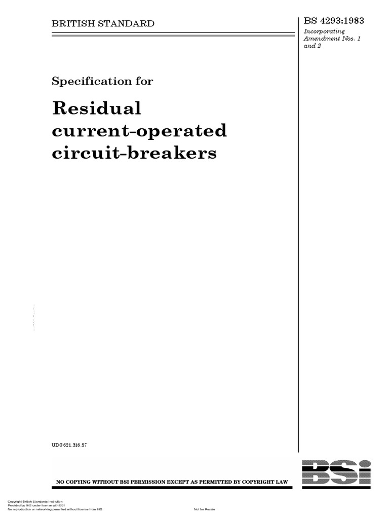 BS 4293 Residual Current Circuit Breakers | PDF | Ac Power Plugs And ...