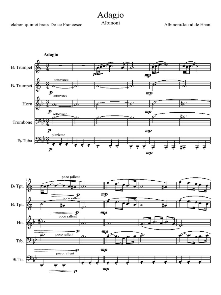 Imslp Albinoni Adagio , Free Adagio by Tomaso Albinoni sheet music – BZLU