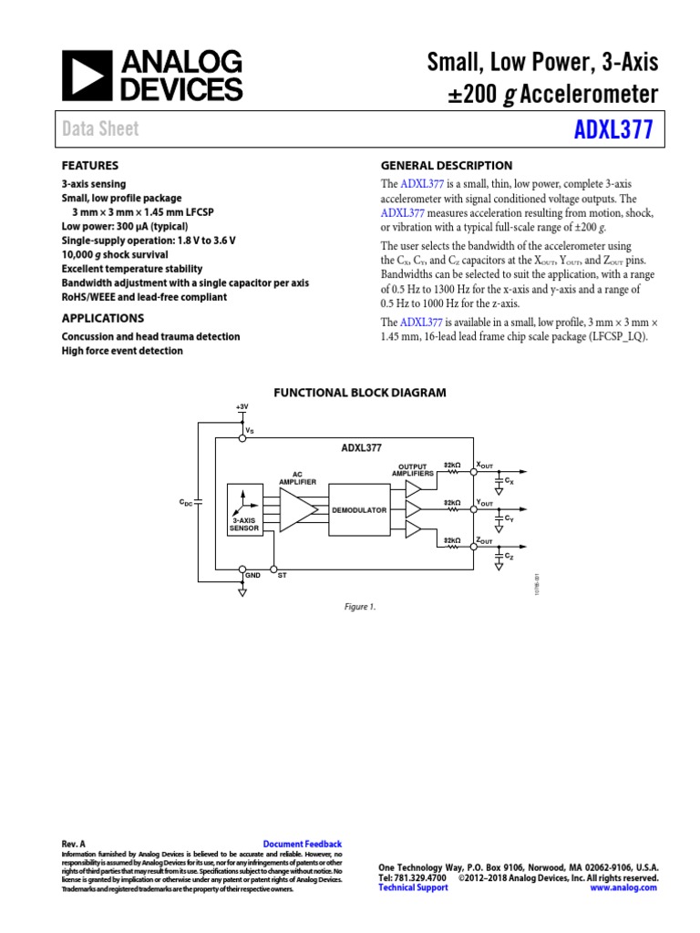 ADXL377 | PDF | Accelerometer | Amplifier