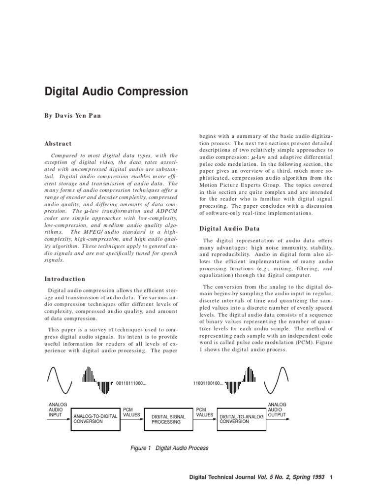 Digital Audio Compression: by Davis Yen Pan | PDF | Data Compression ...