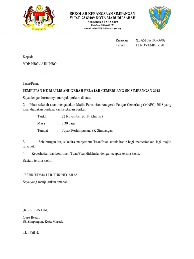 Surat Jemputan PIBG | PDF