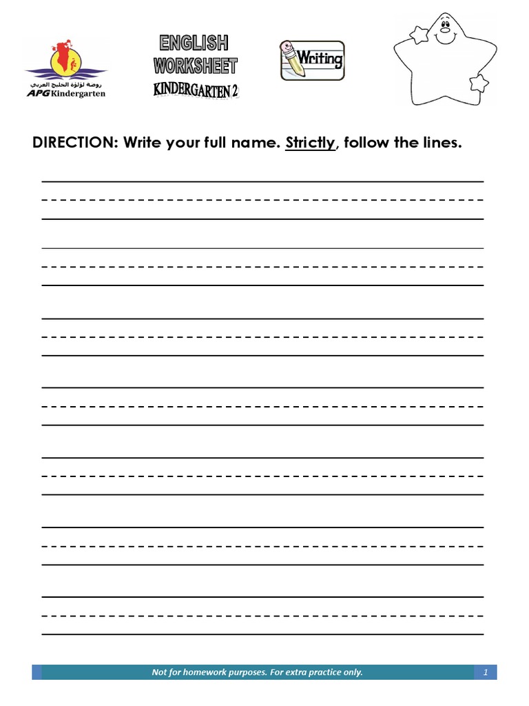 DIRECTION: Write Your Full Name. Strictly, Follow The Lines | PDF