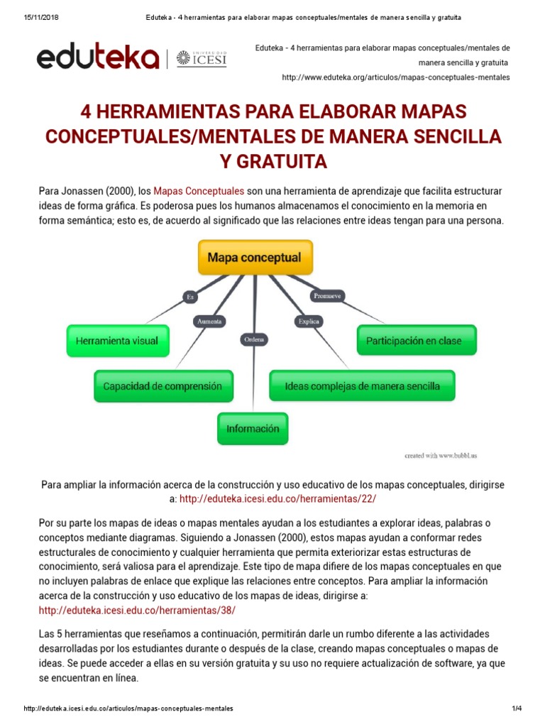 Eduteka - 4 Herramientas para Elaborar Mapas Conceptuales - Mentales de ...