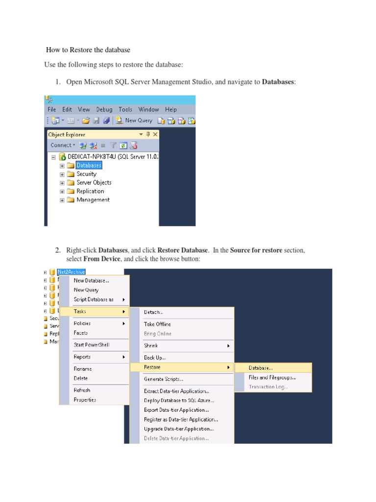 How To Restore The Database | PDF | Business