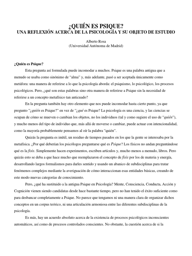 Reflexiones sobre Psique y Psicología | PDF | Psique (psicología ...
