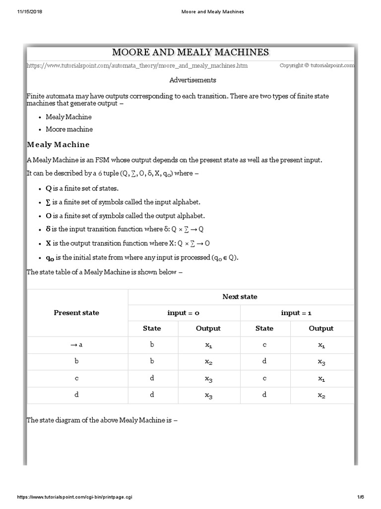Moore and Mealy Machines | PDF | Formal Methods | Electronics