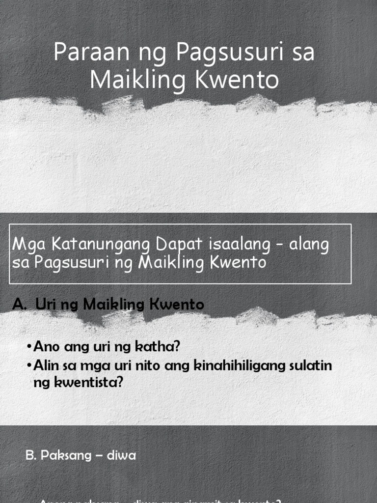 Pagsusuri Sa Maikling Kwento | PDF