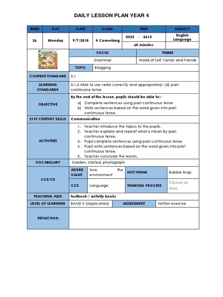 Daily Lesson Plan Year 4: Choose An Item | PDF