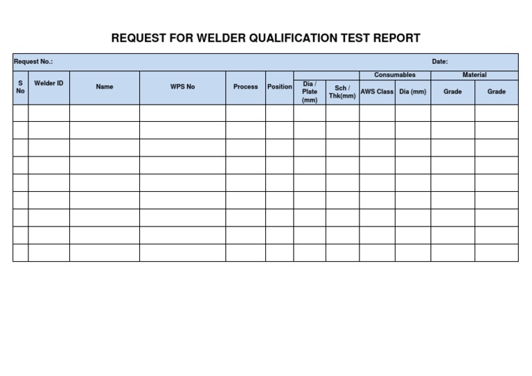 Welder Qualification Test Request | PDF