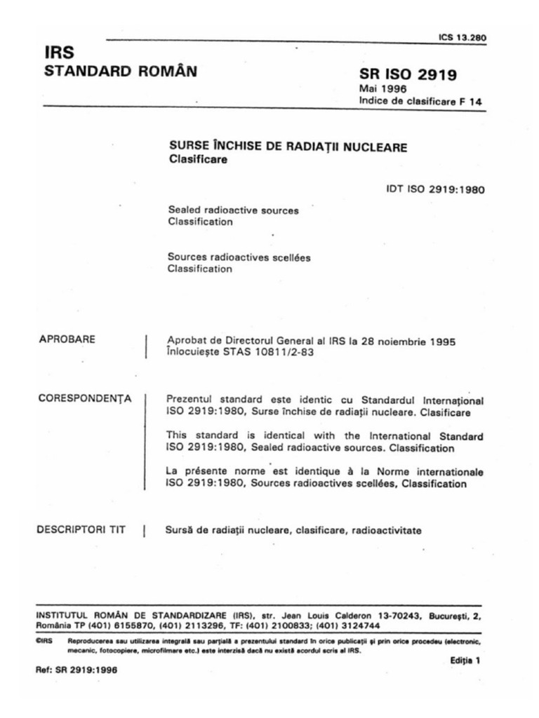 SR ISO 2919-1996 Pag 01 | PDF