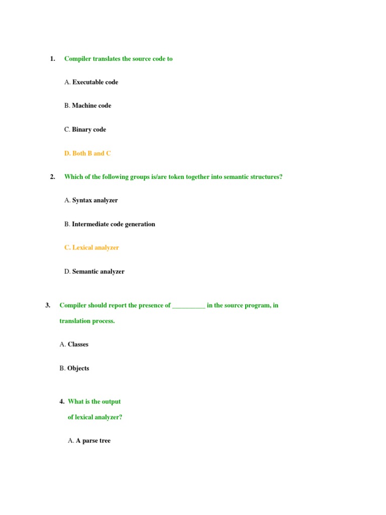 Compiler Construction MCQs-1 | PDF | Assembly Language | Compiler