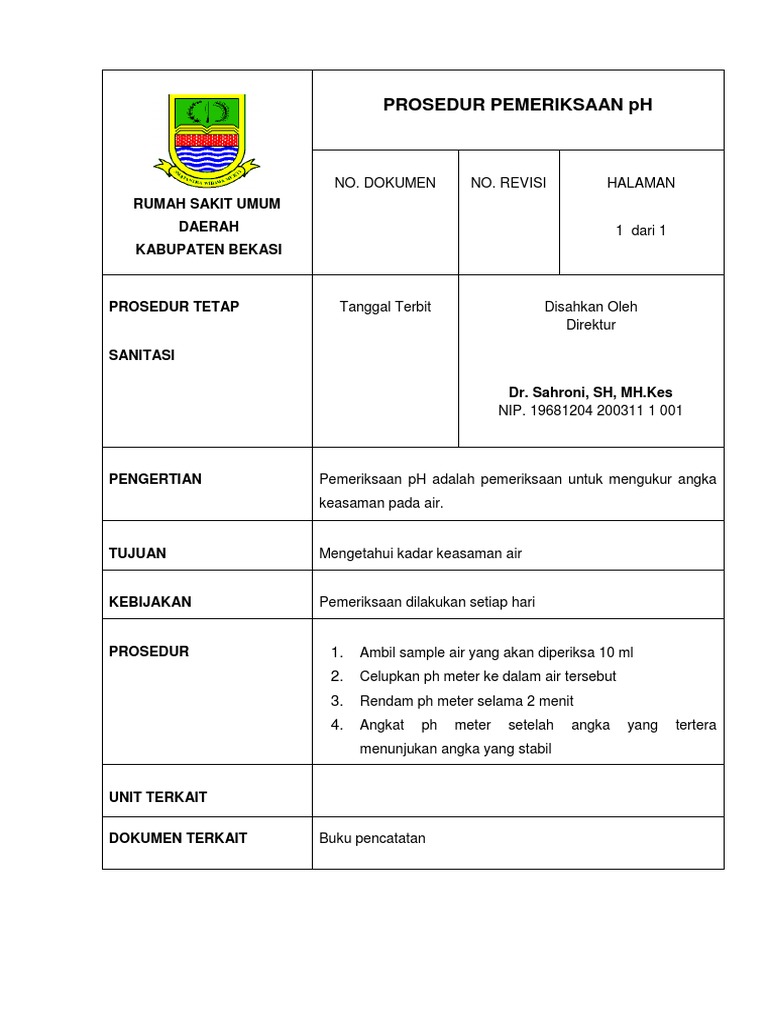 Sop Pemeriksaan PH Meter | PDF