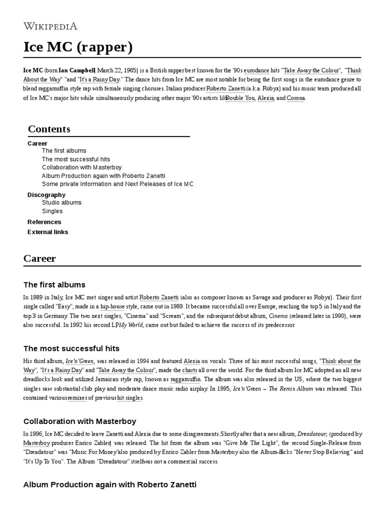 Ice MC (Rapper) PDF | PDF | Music Industry | Recorded Music