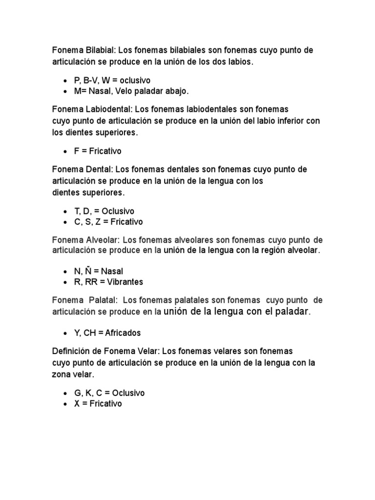 Fonemas Bilabiales y Labiodentales | PDF