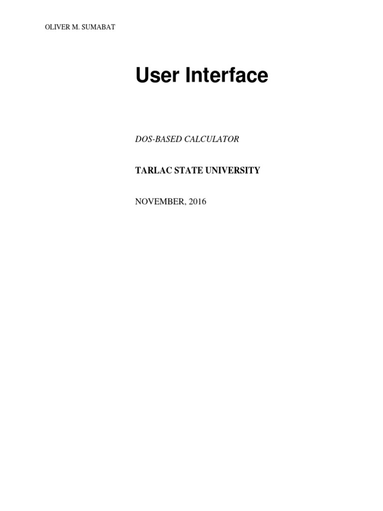 User Interface: Dos-Based Calculator | PDF