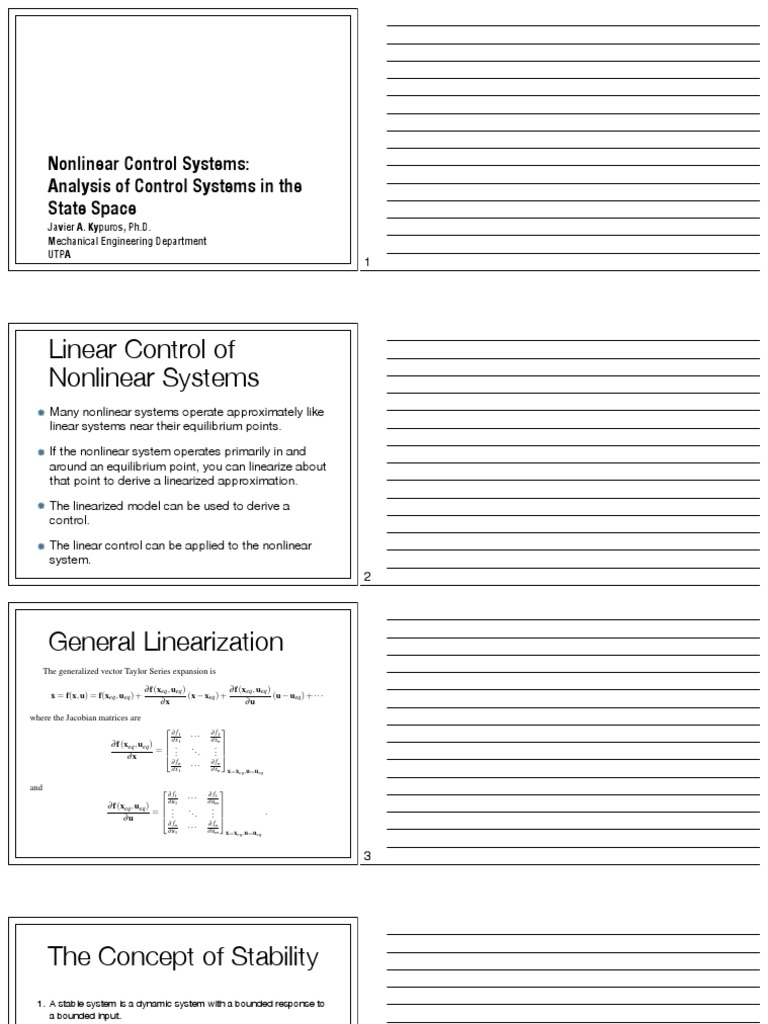 Nonlinear Control Systems: Analysis of Control Systems in The State Space | PDF | Stability ...