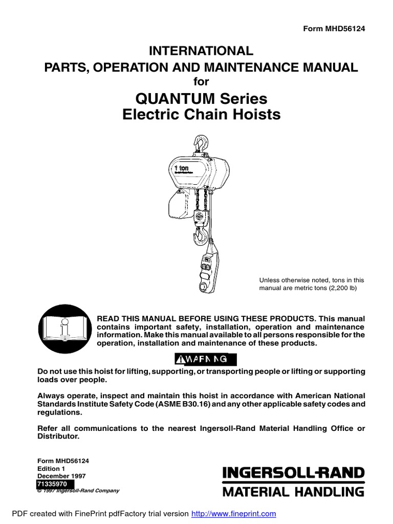 Elect Chain Hoist | PDF | Electrician | Safety