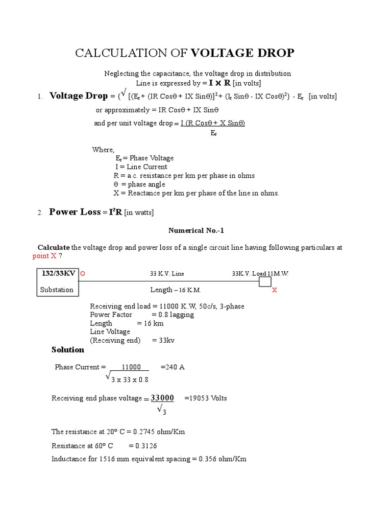 Voltage Drop Calculation for 3-Phase Lines | PDF | Volt | Voltage