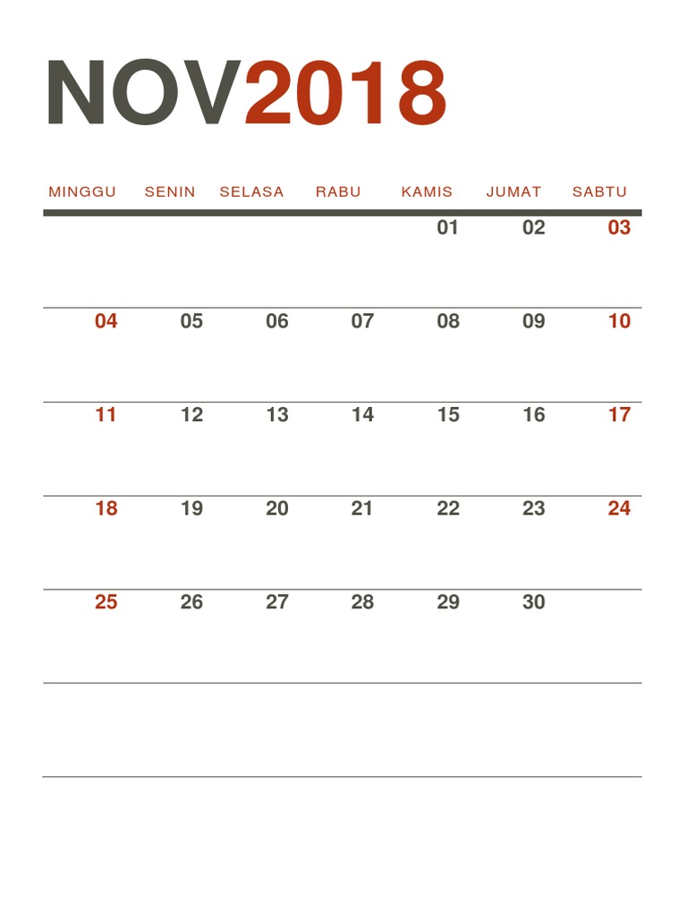 November 2018 Calendar | PDF