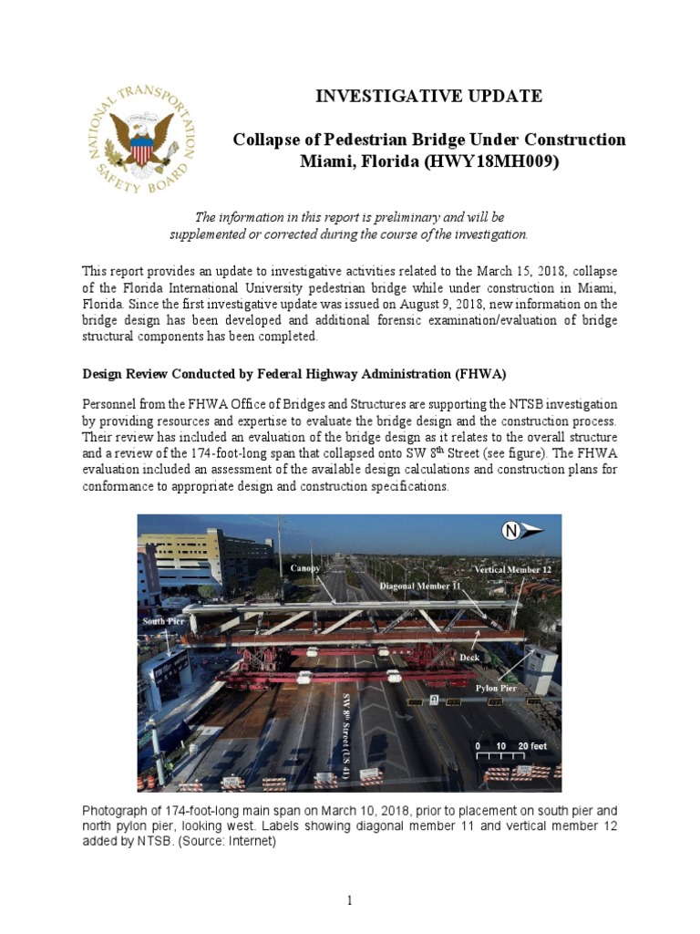 FIU Bridge Collapse Investigative Report | PDF | Fracture | Strength Of ...