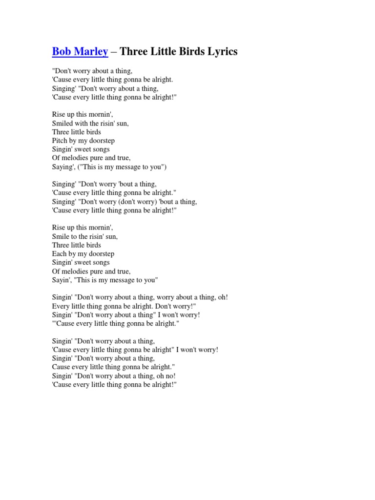 Three Little Birds Lyrics by Bob Marley | PDF | Poetry