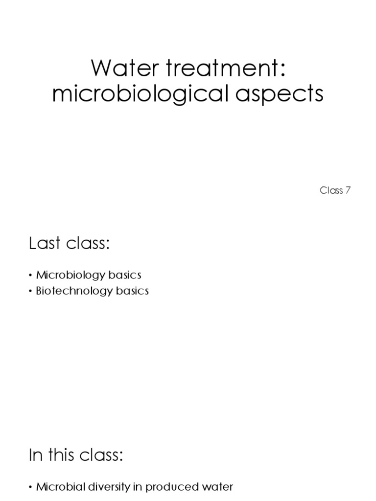 Water Treatment: Microbiological Aspects: Class 7 | PDF | Microorganism | Bacteria