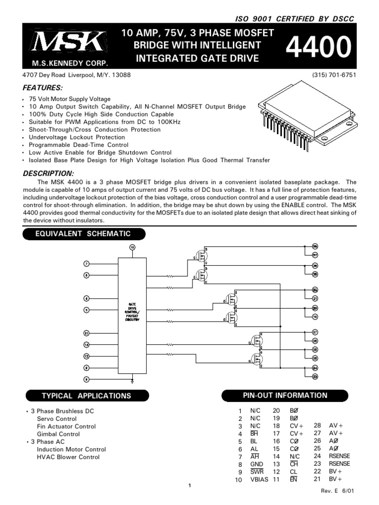 10 Amp, 75V, 3 Phase Mosfet Bridge With Intelligent Integrated Gate ...