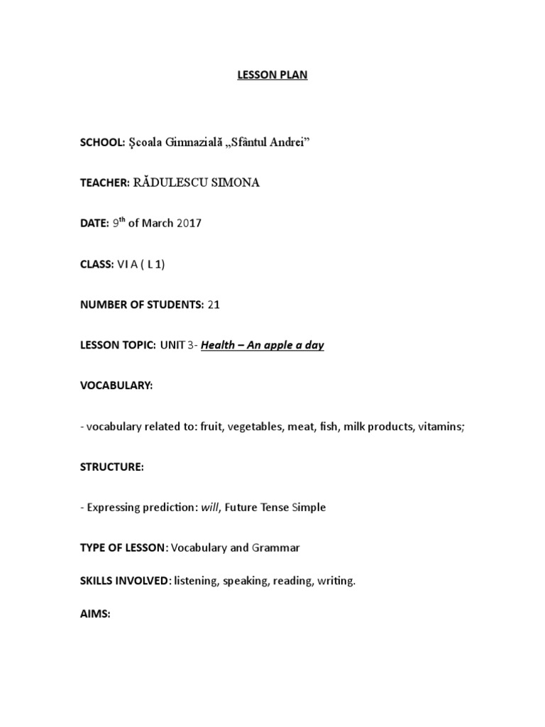 0 Lesson Plan VI A | PDF | Reading Comprehension | Behavior Modification