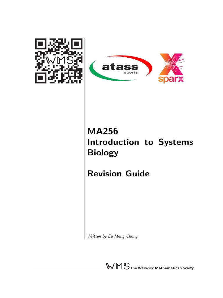 MA256 - Intro To Systems Biology | PDF | Stability Theory | Stoichiometry