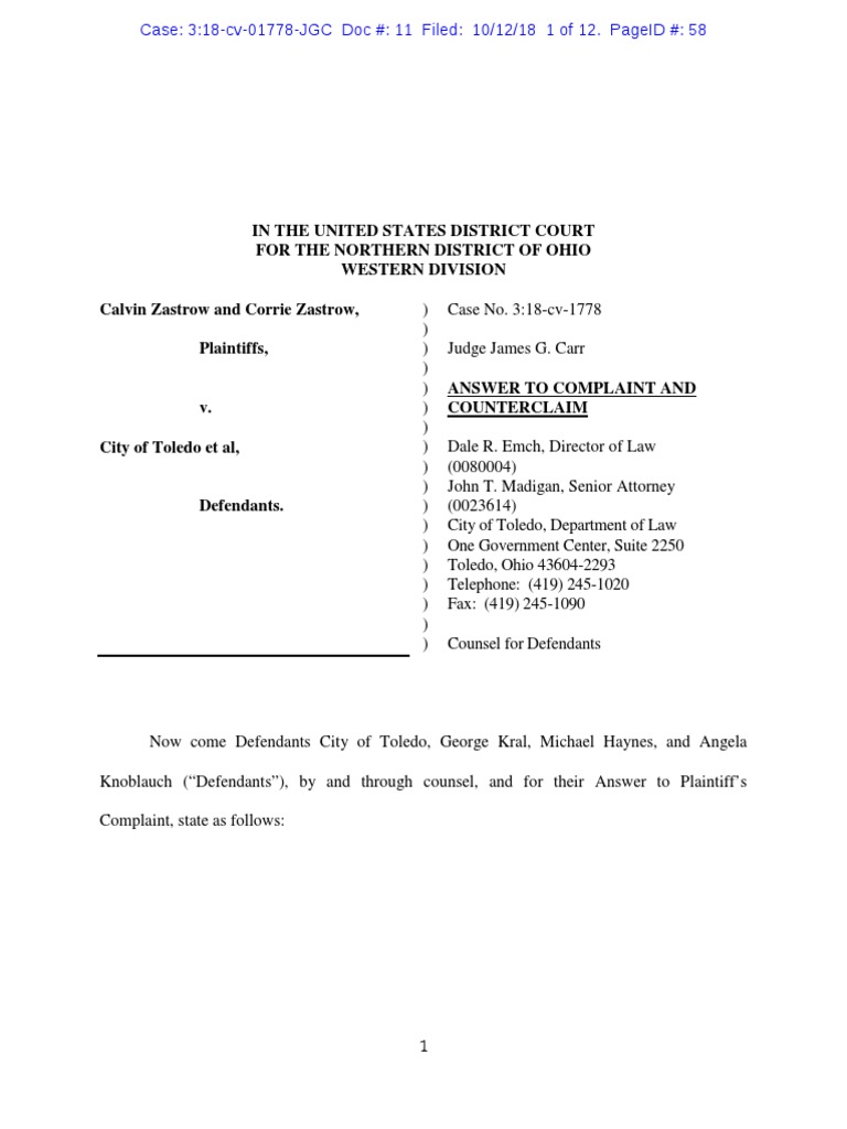 Answer | PDF | Affirmative Defense | Complaint