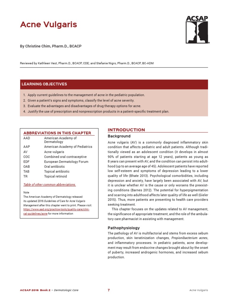 Acne Vulgaris | PDF | Topical Medication | Medical Treatments
