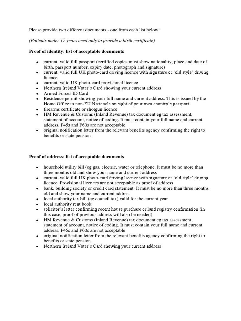 Proof of Identity and Address Requirements | PDF | Finance & Money ...