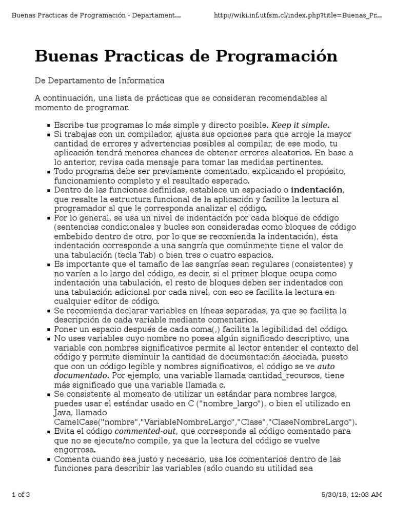 Buenas Practicas de Programación | PDF | Perl | Programación de computadoras