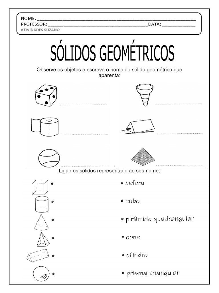 Solidos Geometricos Atividades Suzano | PDF
