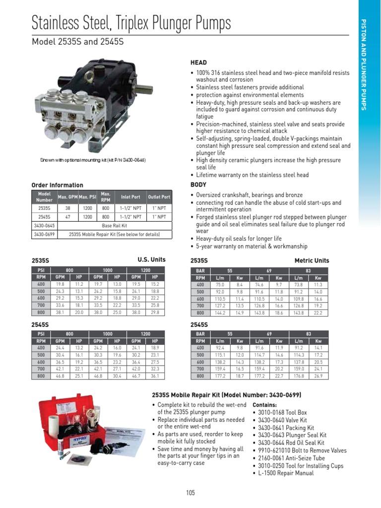 01 G Piston Plunger Pumps | PDF | Stainless Steel | Pump