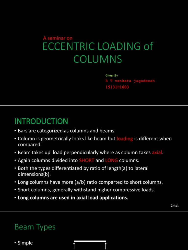 Eccentric Loading of Columns: A Seminar On | PDF | Beam (Structure ...