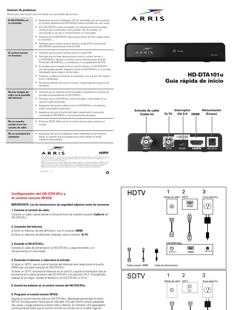 DTA Quick Reference Guide Spanish | PDF | Hdmi | Control remoto