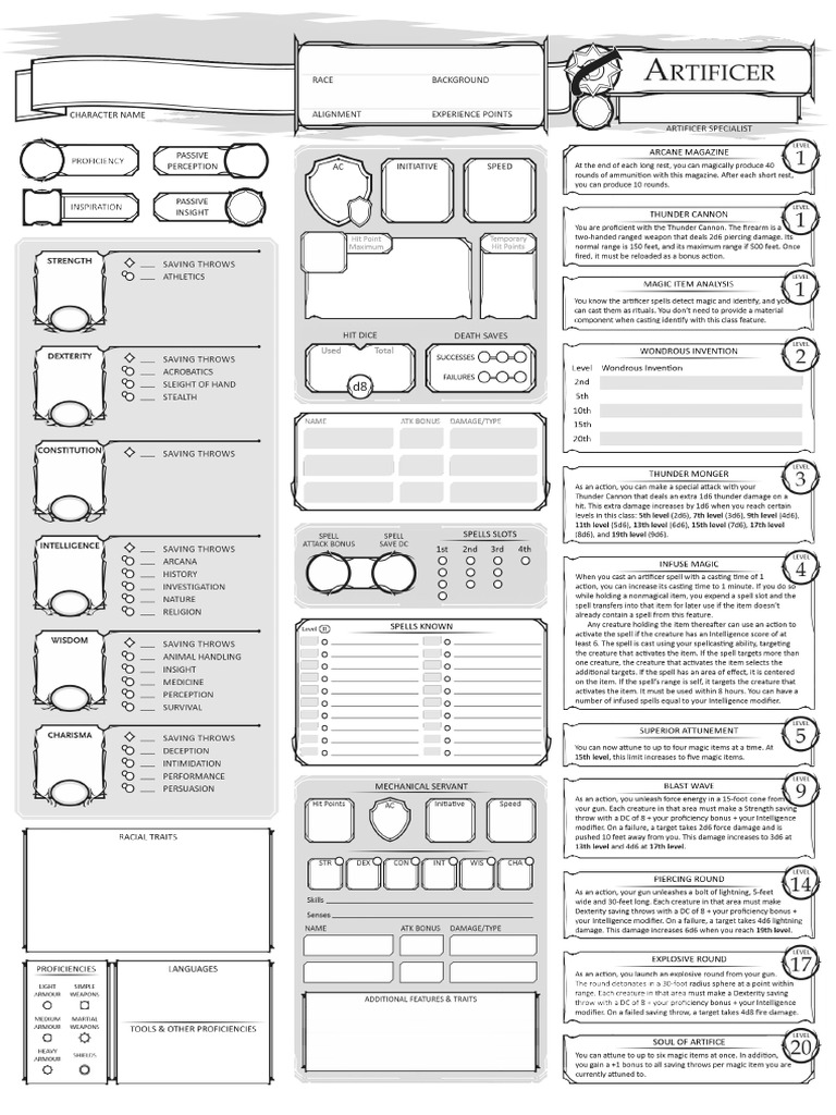 Dungeons and Dragons Class Character Sheet_Artificer-Gunsmith V1.1