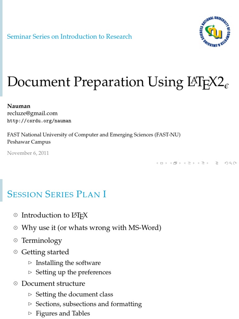 Document Preparation Using L Tex2: Seminar Series On Introduction To Research | PDF | Computing ...