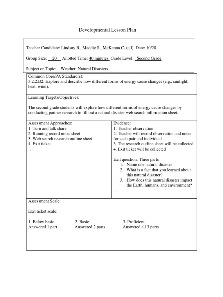 Lesson Plan 3 - Natural Disasters Betza 2c Lindsay | PDF | Natural ...