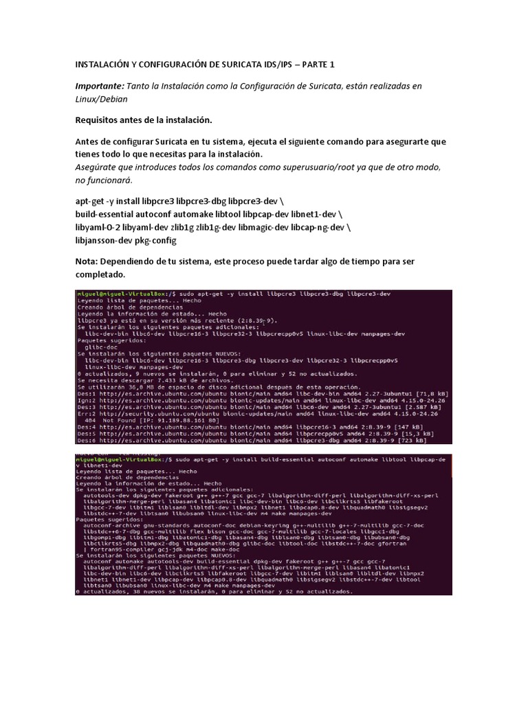 Instalación y Configuración de Suricata Ids | PDF | Hogar, jardinería y bricolaje | Informática