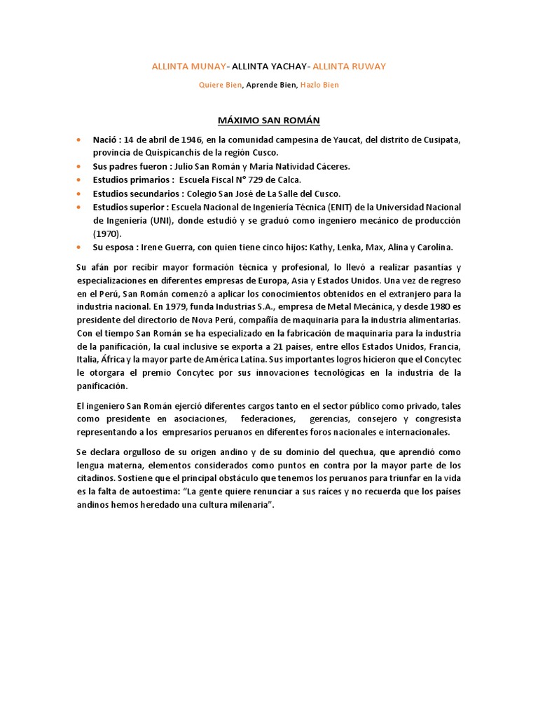 Biografía de Máximo San Román | PDF
